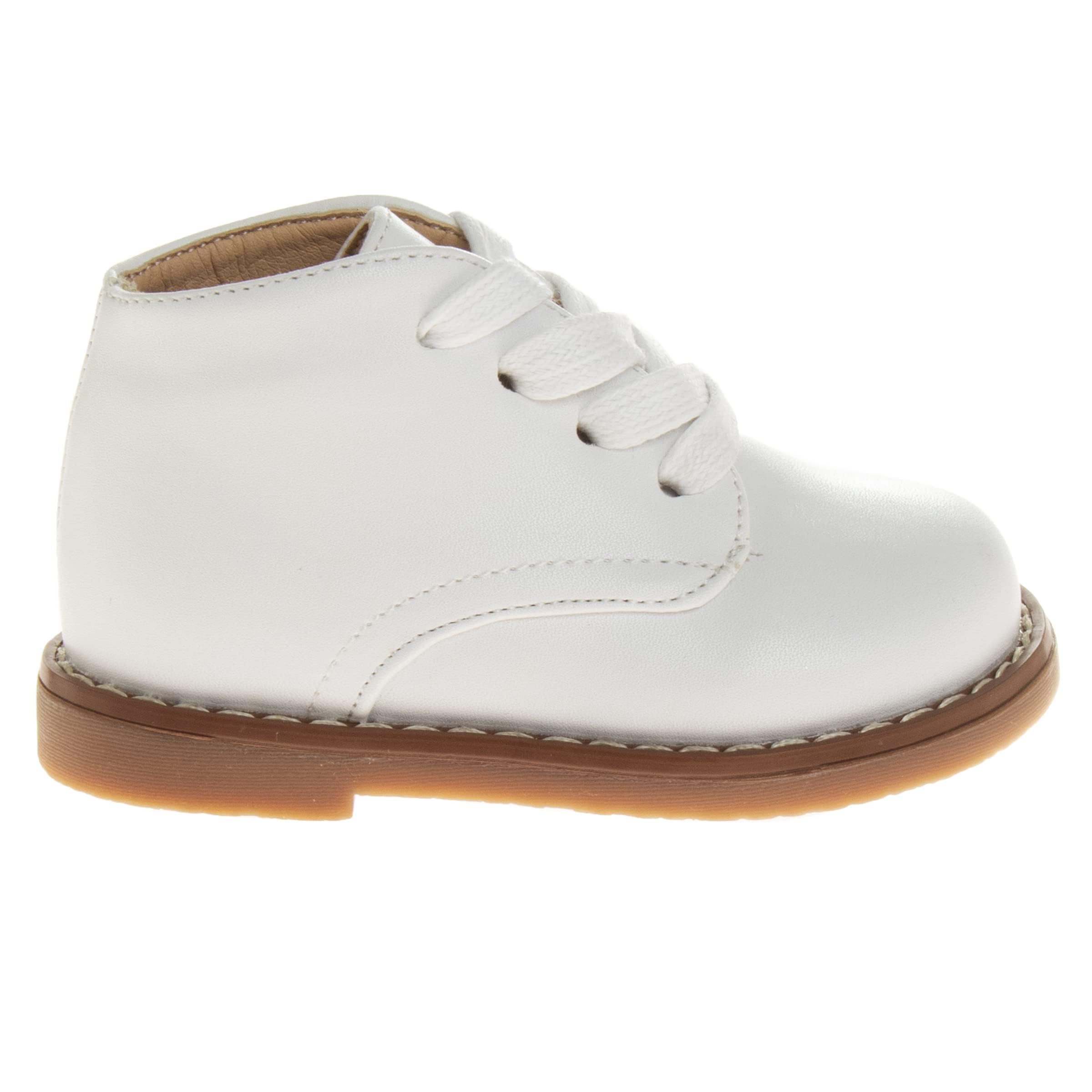 Josmo Baby Boys Girls Unisex Walking Shoes First Step Walker - Lightweight Synthetic Dress Boots Non-Slip Bottom High top - White (Size 4 Infant)