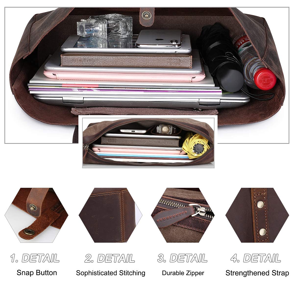 S-ZONE Genuine Leather Shoulder Large Tote Bag for Women Travel Wallets RFID Blocking Leather Clutch Crossbody Purse Passport Document Credit Card Holder