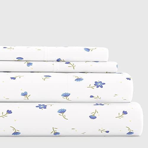 Linen Market 4 Piece Queen Bedding Sheet Set (Light Blue Floral) - Sleep Better Than Ever with These Ultra-Soft & Cooling Bed Sheets for Your Queen Size Bed - Deep Pocket Fits 16" Mattress