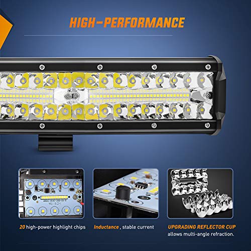 Nilight LED Light Bar 2Pcs 12 Inch 300W Triple Row Flood Spot Combo 30000LM Driving Led Off Road Lights with Off Road Wiring Harness Kit -2 Leads for Trucks ATV UTV SUV, 2 Years Warranty