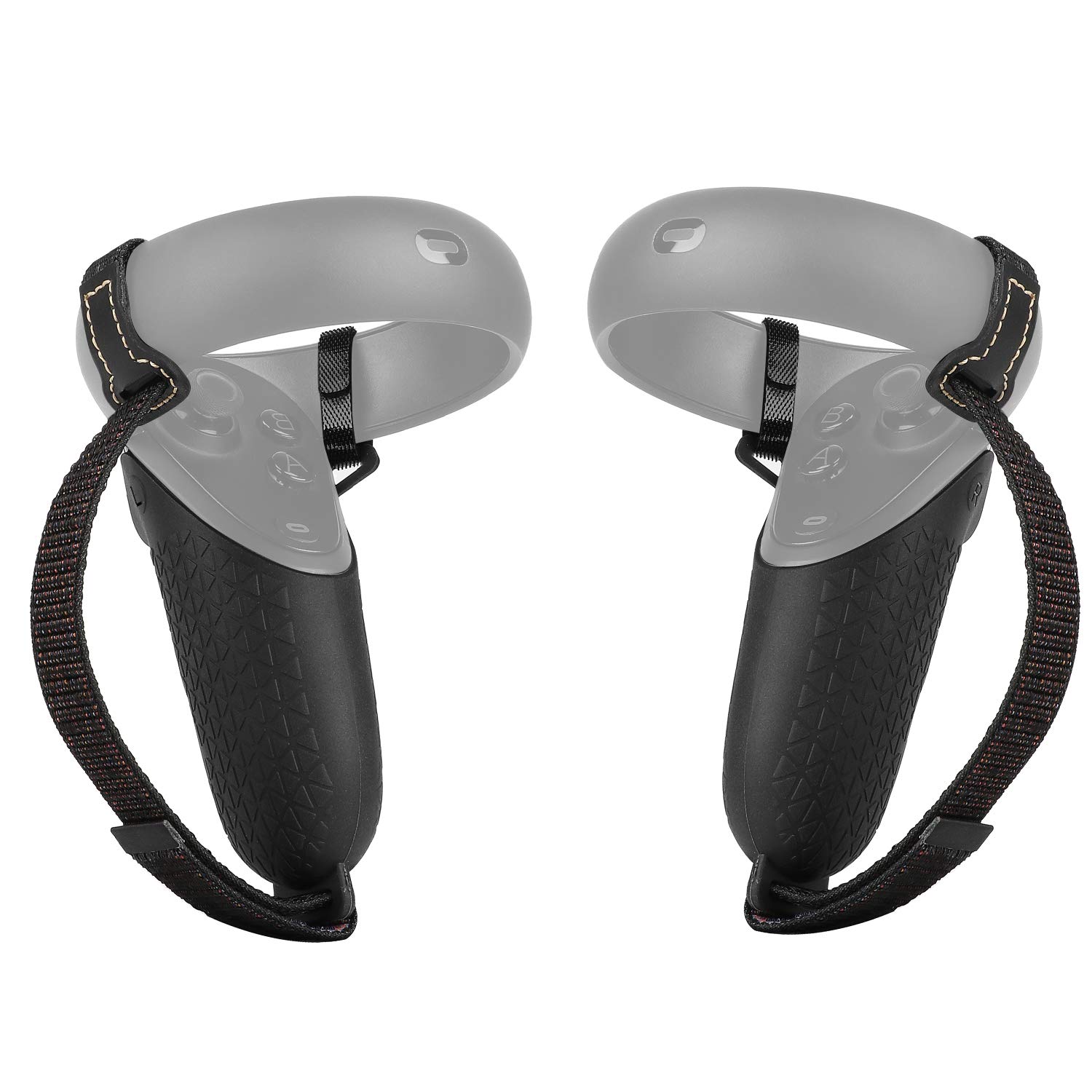 COOLWUFAN Touch Controller Grip Cover for Oculus Quest/Oculus Rift S Protective Sleeve Handle Case Shell Accessories with Adjustable Wrist Strap/Sweat-Proof/Non-Slip (Black)(Not Fit Quest 2)