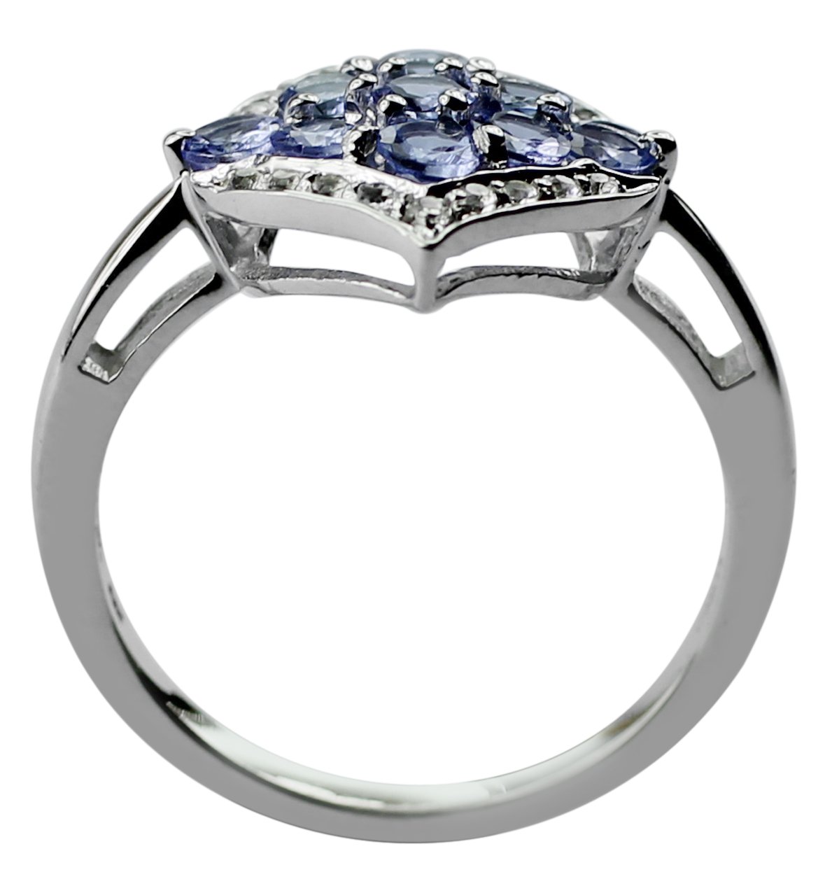 Carillon 0.77 Carat Tanzanite Round Shape Natural Non-Treated Gemstone 925 Sterling Silver Ring Engagement Jewelry for Women & Men