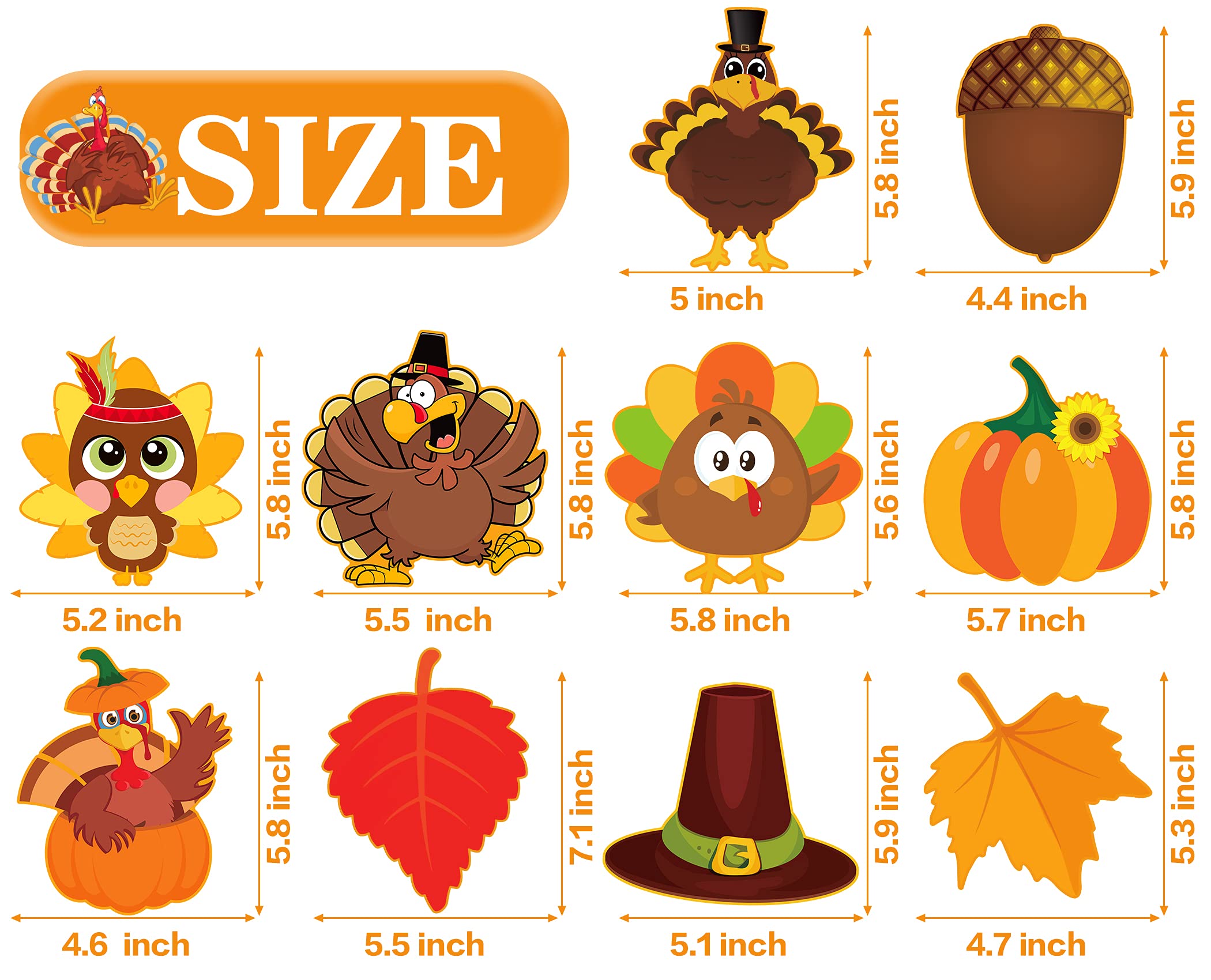 Joy Bang Fall Bulletin Board Decorations, 50 Pcs Autumn Fall Cutouts Pumpkin Leaves Turkey Cutouts for Classroom School Thanksgiving Bulletin Board Decorations Decor