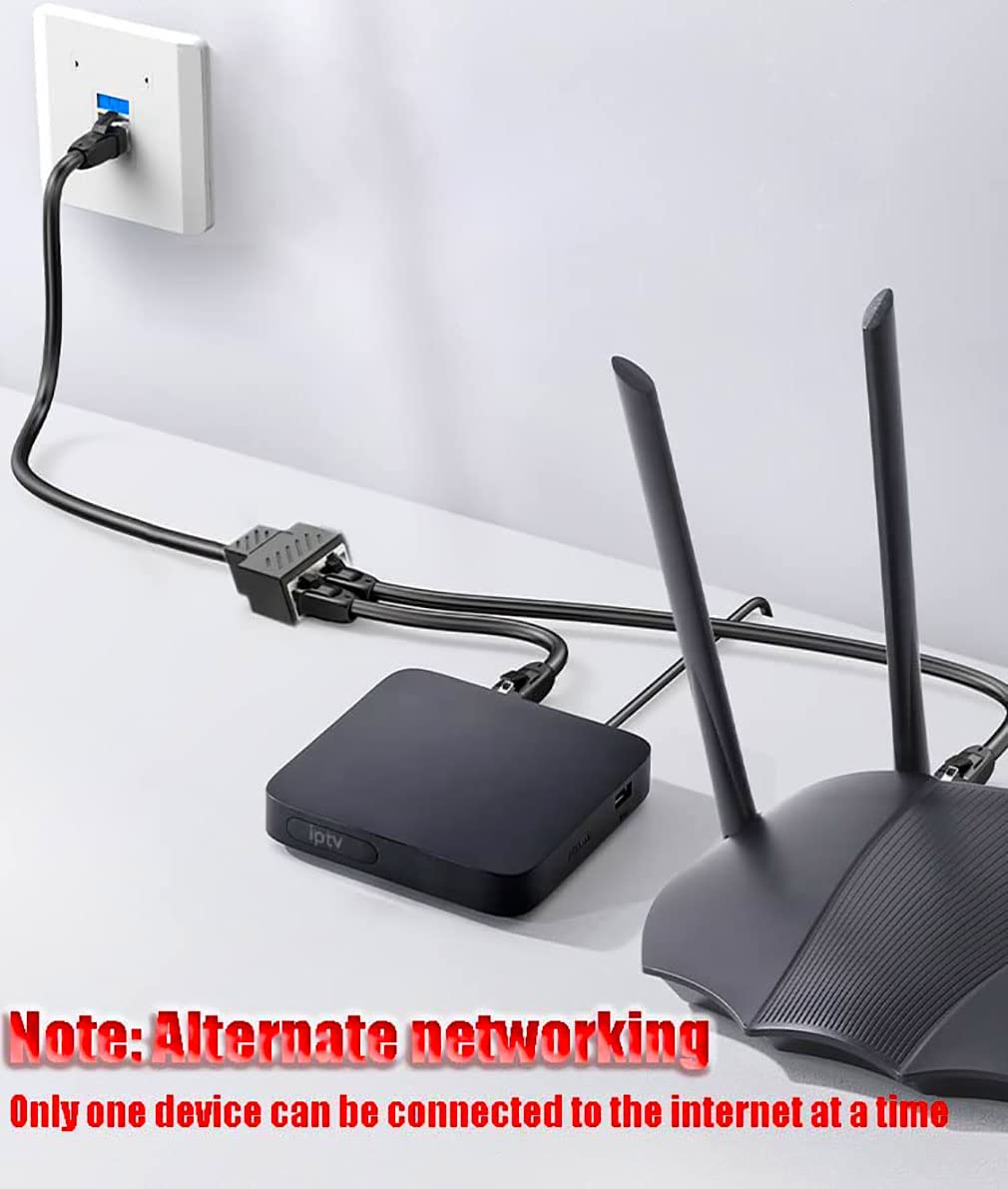 Ethernet Splitter 1 to 2 RJ45 Network Cable, JUEJUEZI Ethernet Splitter Connectort Male to Female, for Super Cat5/5e/6/7, TVs/Set-top Boxes/Computers/Routers/ADSL/Hubs/Switche/Wireless