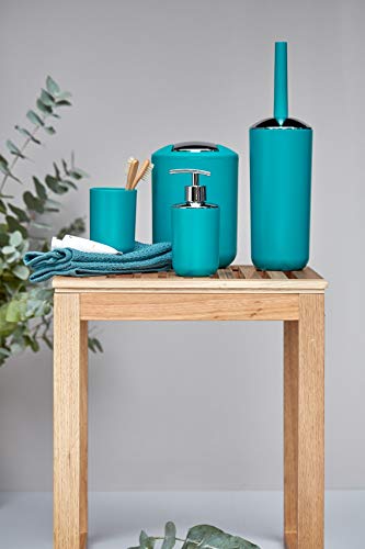WENKO, Garbage Bin with Swing Lid, Bathroom Trash Can, Waste Basket for Small Spaces, Bedroom, Office, Guest Toilet,1.7 gal, 7.68 x 7.68 x 12.2 in, 19.5 x 19.5 x 31 cm, Petrol Blue