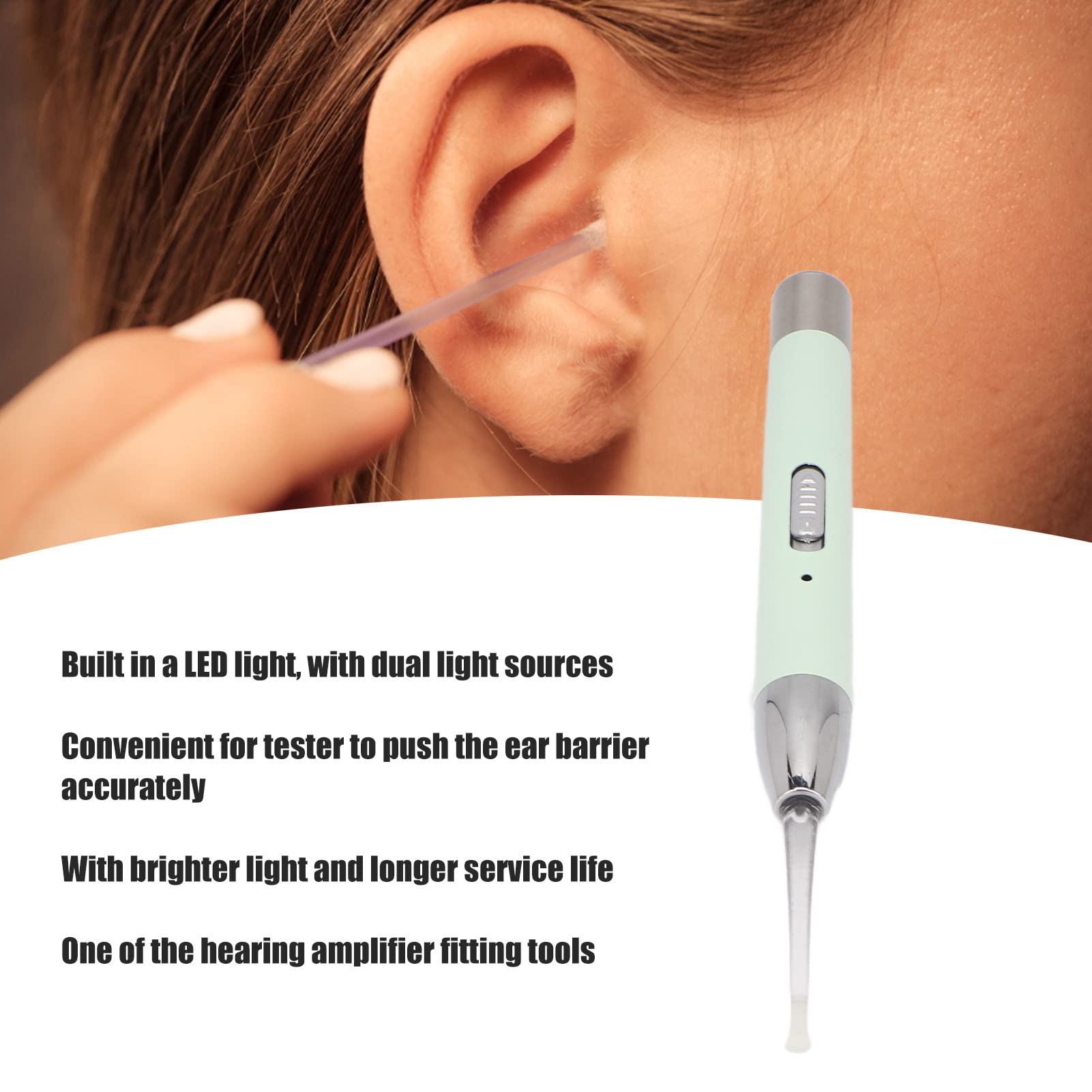 Ear Checking Penlight, Sturdy Comfortable Grip Magnifying Lens LED Ear Pick Penlight Light Green for Daily Use