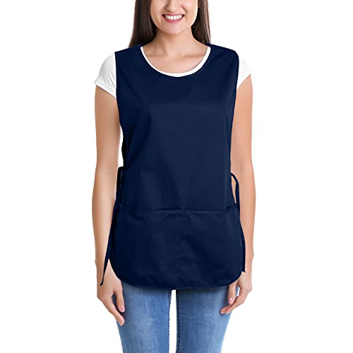 DALIX Cobbler Apron 2 Pockets Smock Chef 28.5" x 18.5" Poly Cotton Navy Blue