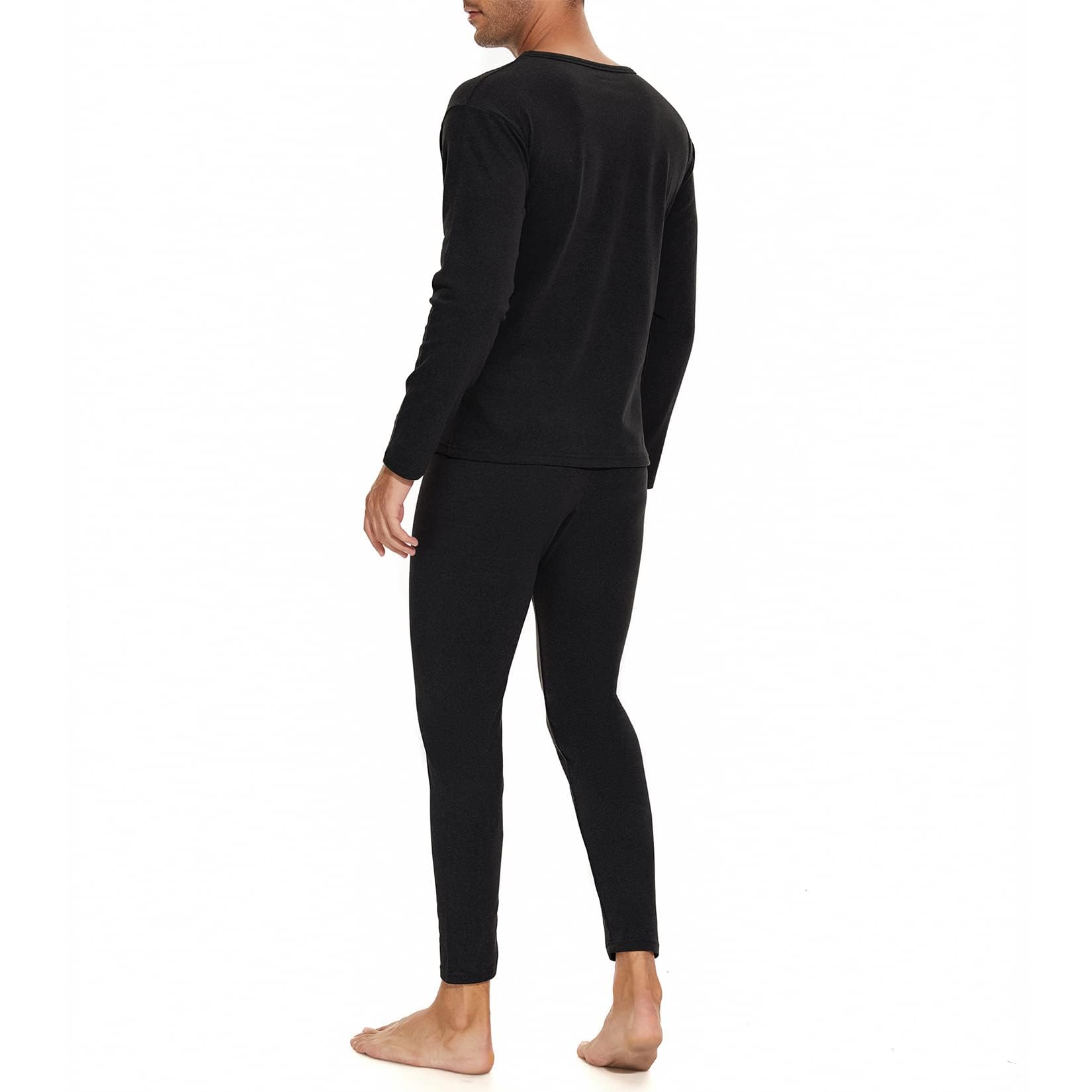 Century Star Heavyweight Thermal Underwear for Men Set Long Johns Base Layer Mens Fleece Lined Top Bottom Hunting Gear Heavyweight Black Medium