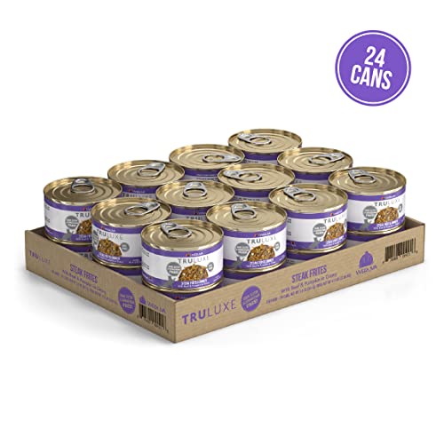 Weruva TruLuxe Cat Food, Steak Frites Dinner with Beef & Pumpkin in Gravy, 3oz Can (Pack of 24), Purple