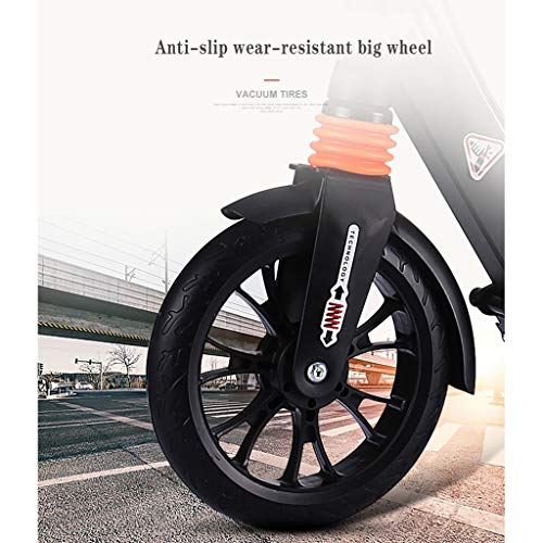 Commuter Scooter, Scooter, Adult Folding Two-Wheeled Scooter Can Bear 150KG, 2 Diameter 20CM PU Wheels, Double Brake System Adjustable Height (Non-Electric)