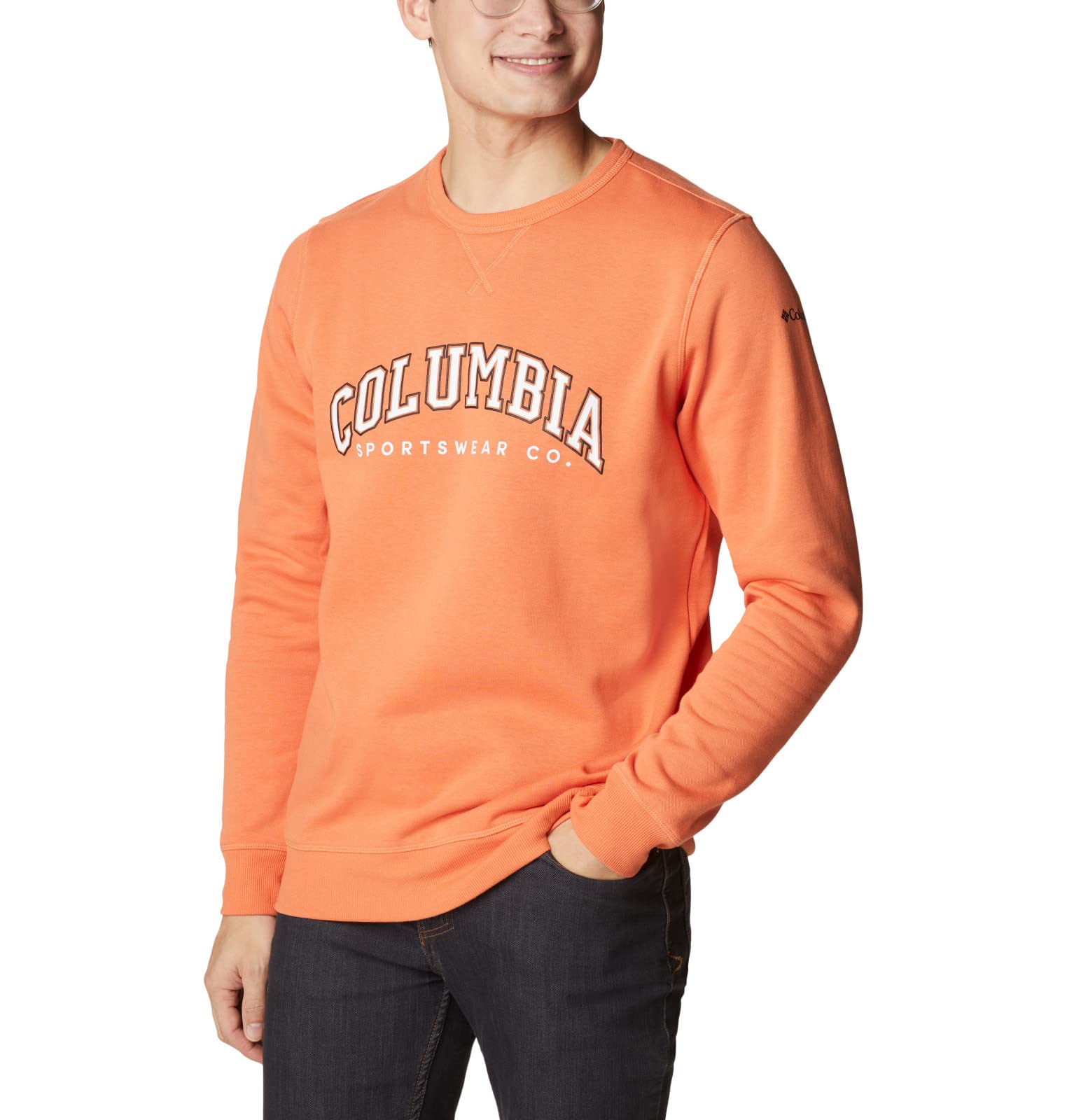 Columbia Men's Logo Fleece Crew, Desert Orange/CSC Varsity Arch 2, X-Large