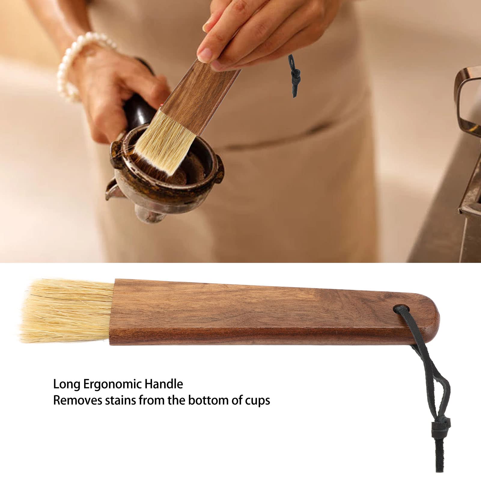 Coffee Grinder Cleaning Brush, Soft Bristles Espresso Brush, Coffee Quick Cleaning Brush with Wood Handle for Bean Grain Coffee Tool Barista Home Kitchen (Yellow)