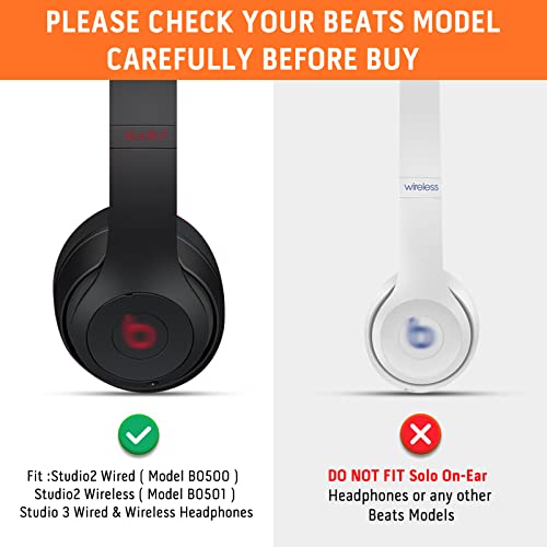 GVOEARS Replacement Ear Pads for Beats Studio 3, Ear Cushions for Beats Studio 2&Studio 3 Wired & Wireless Not Fit Beats Solo On-Ear Headphone with Stronger 3M Adhesive Tape Thicker Memory Foam(Grey)