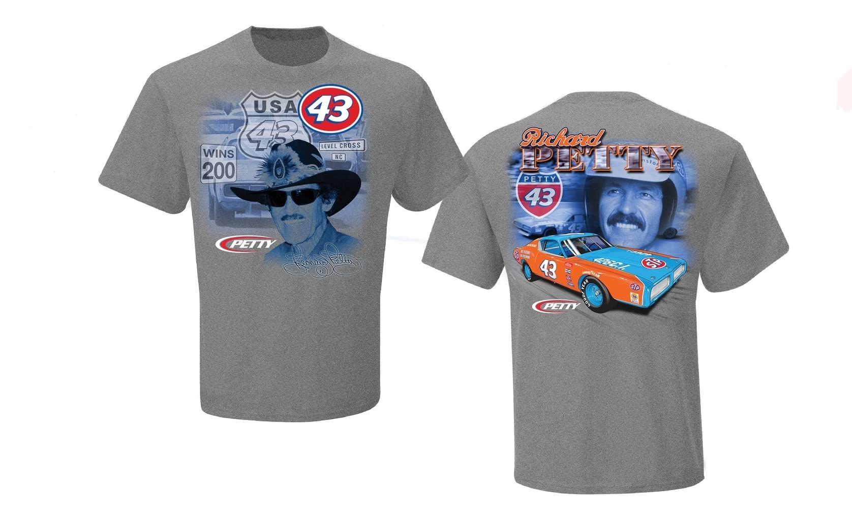 Checkered Flag Sports Richard Petty Throwback NASCAR T-Shirt - Legacy STP Shirt Gray 3XL