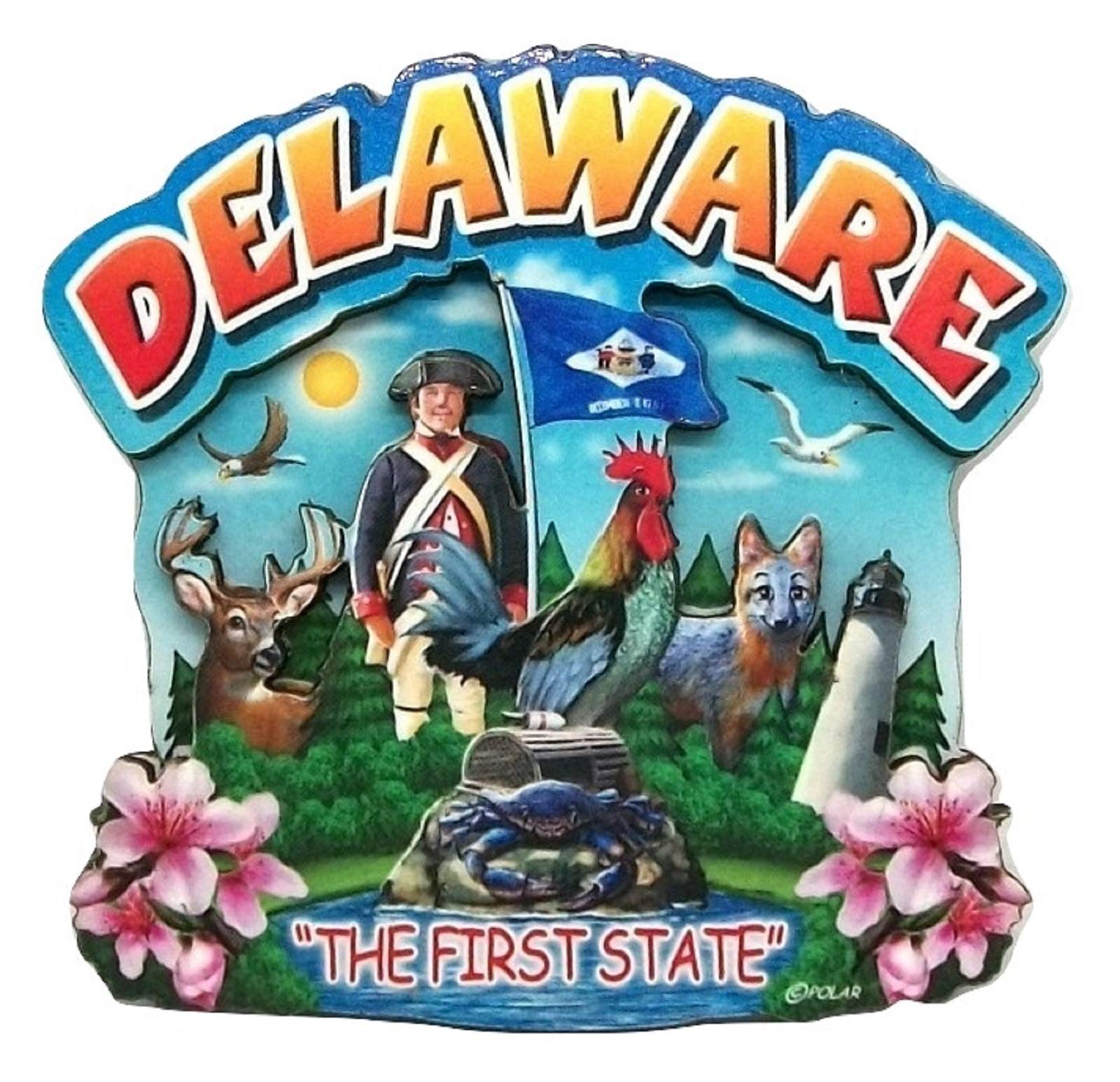 Delaware State Montage Wood Fridge Magnet 2