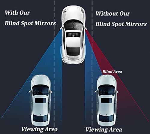 OBTANIM 4 Pack Blind Spot Car Mirror 2 Inch Angle Adjustable HD Glass Round Side Rear View Convex Accessories with Frame for Car SUV Trucks Motorcycles