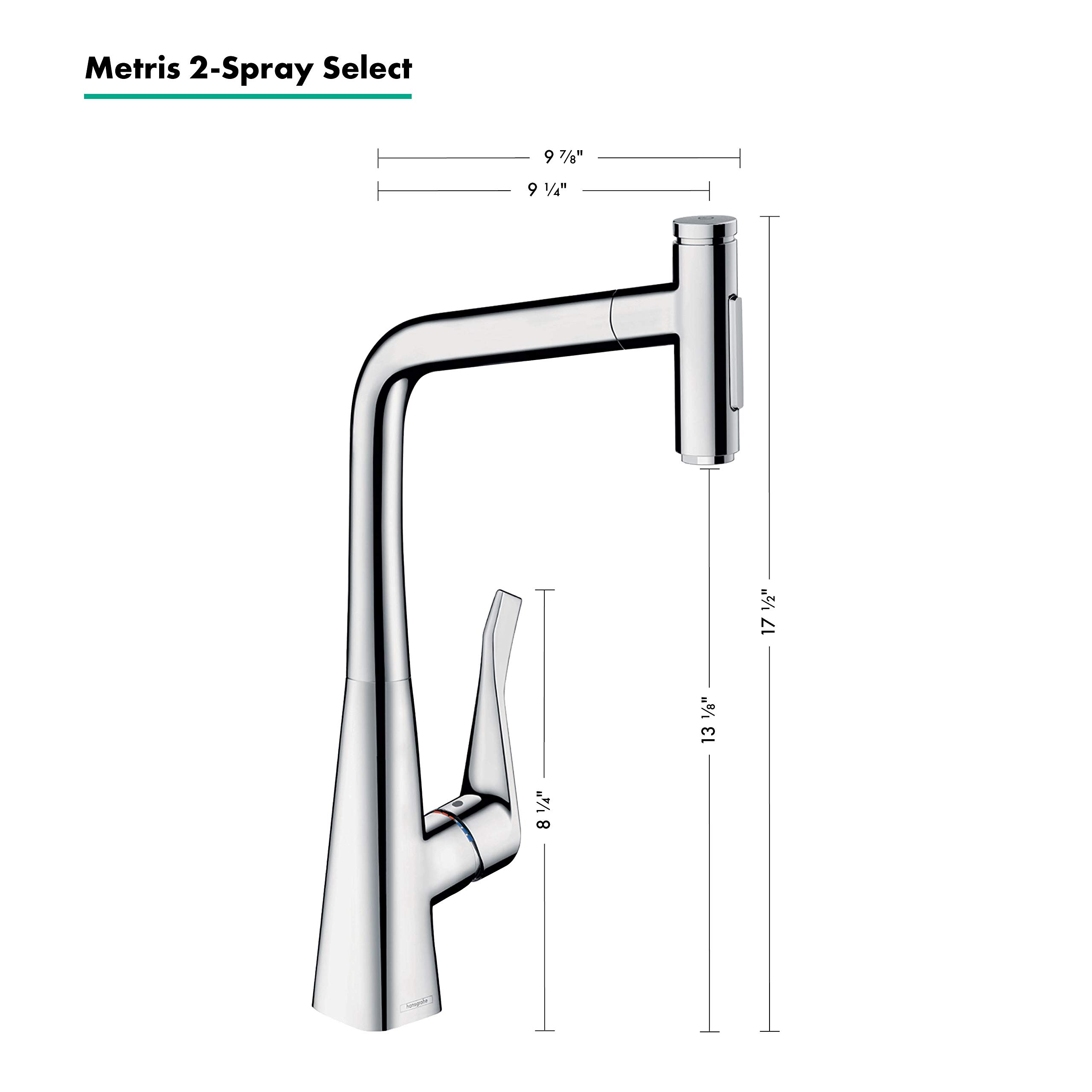 hansgrohe Metris Select Stainless Steel Single-Handle Kitchen Faucet, Kitchen Faucets with Pull Out Sprayer, Faucet for Kitchen Sink, Stainless Steel Optic 73820801