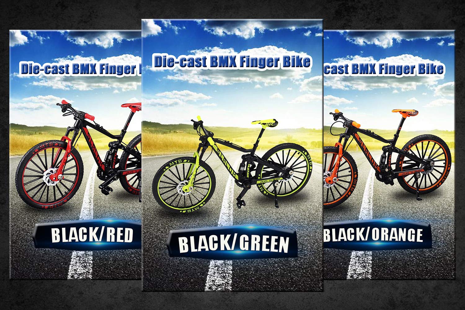 YEIBOBO ! Alloy Mini Downhill Mountain Bike Toy, Die-cast BMX Finger Bike Model for Collections (Black/Green)
