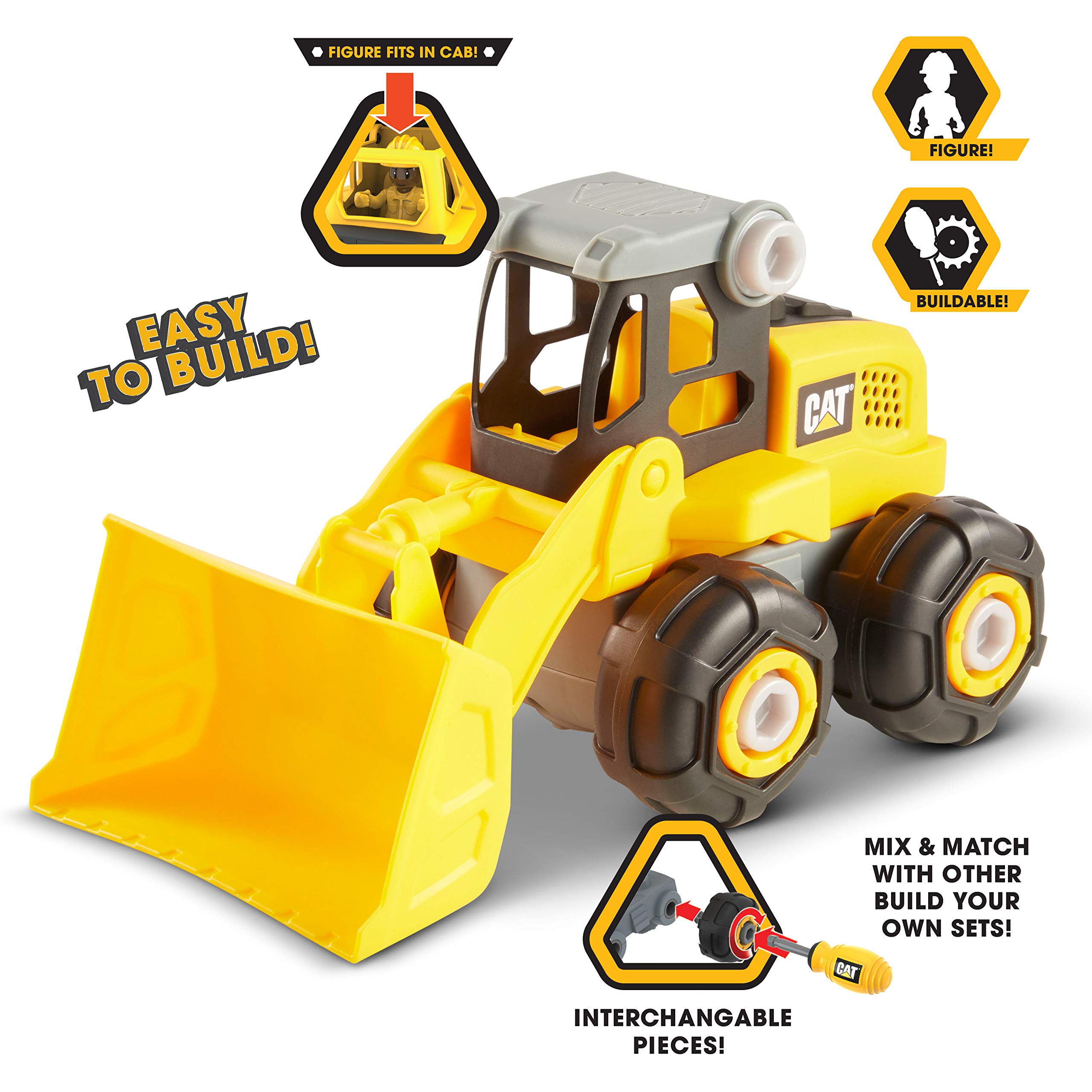 CAT Construction Toys, Construction Junior Crew, Build Your Own Wheel Loader Building Toy, Ages 3 and up