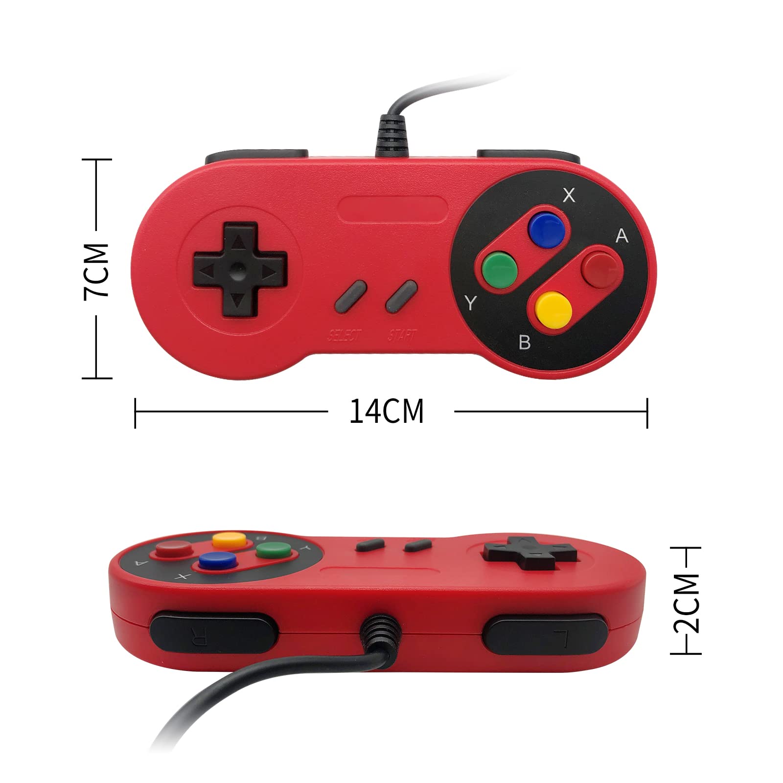 COIORVIS usb Snes controller Wired Controller for Switch USB controller for PC Emulator Game Mobile Controller for NES wired Joypad Game for Windows(Red)