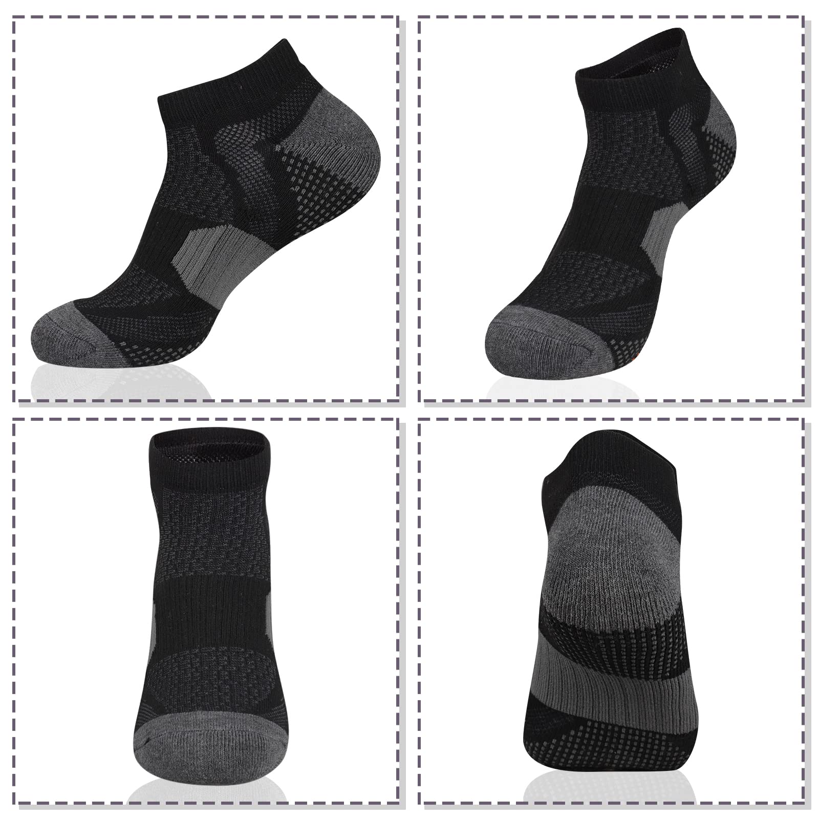 COOVAN Mens Ankle Socks 6 Pairs Athletic Running Cushion Socks for Men