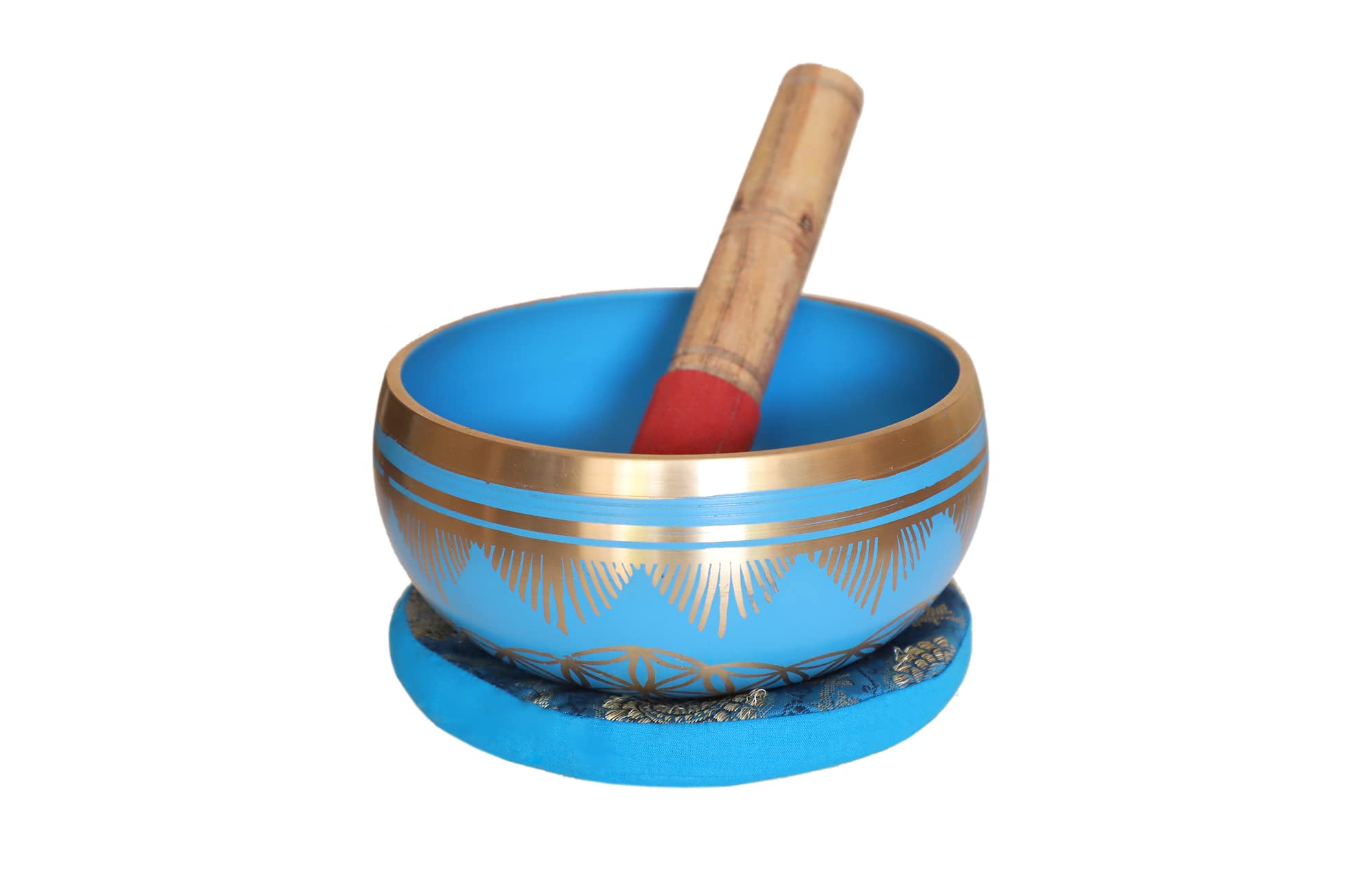 Cottage Handicraft,Throat Chakra - Blue coloured Tibetan Singing Bowl with free Elephant Gift