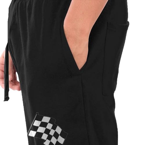 CLEY Checkered Flags Race Car Flag Long Pants Mens Athletic Trousers Fashion Joggers Sweatpants with Pockets Black