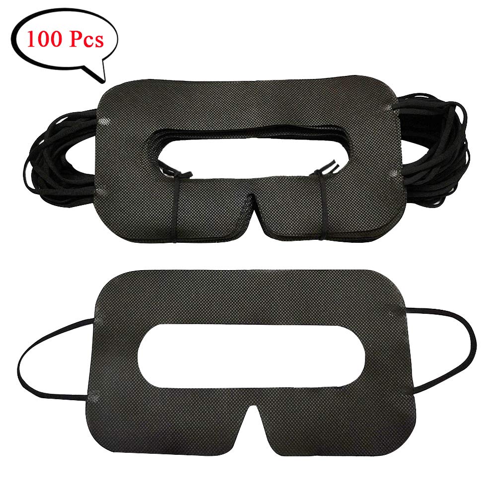 YinQin 100 PCS VR Disposable Eye Mask VR Headset Cover Mask, Sanitary VR Eye Mask, Black VR Eye Mask Cover, Sweatproof VR Headset Cover Mask Universal Eye Mask for VR (Black)