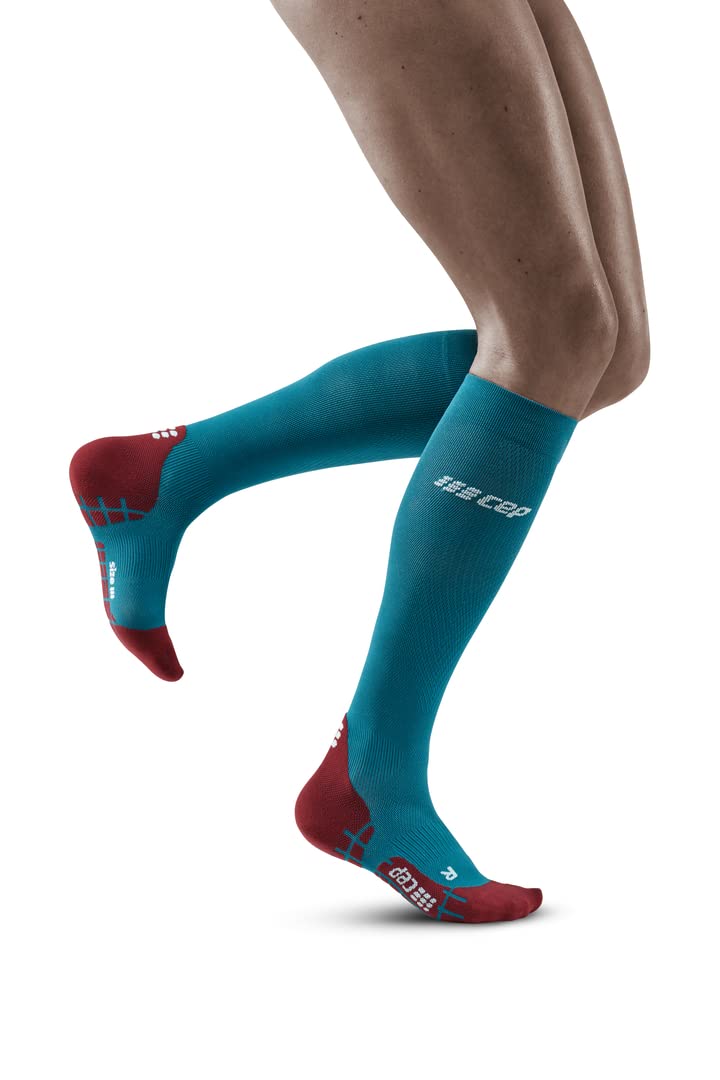 CEP Run Ultralight Socks, Petrol/Dark Red, Women, III