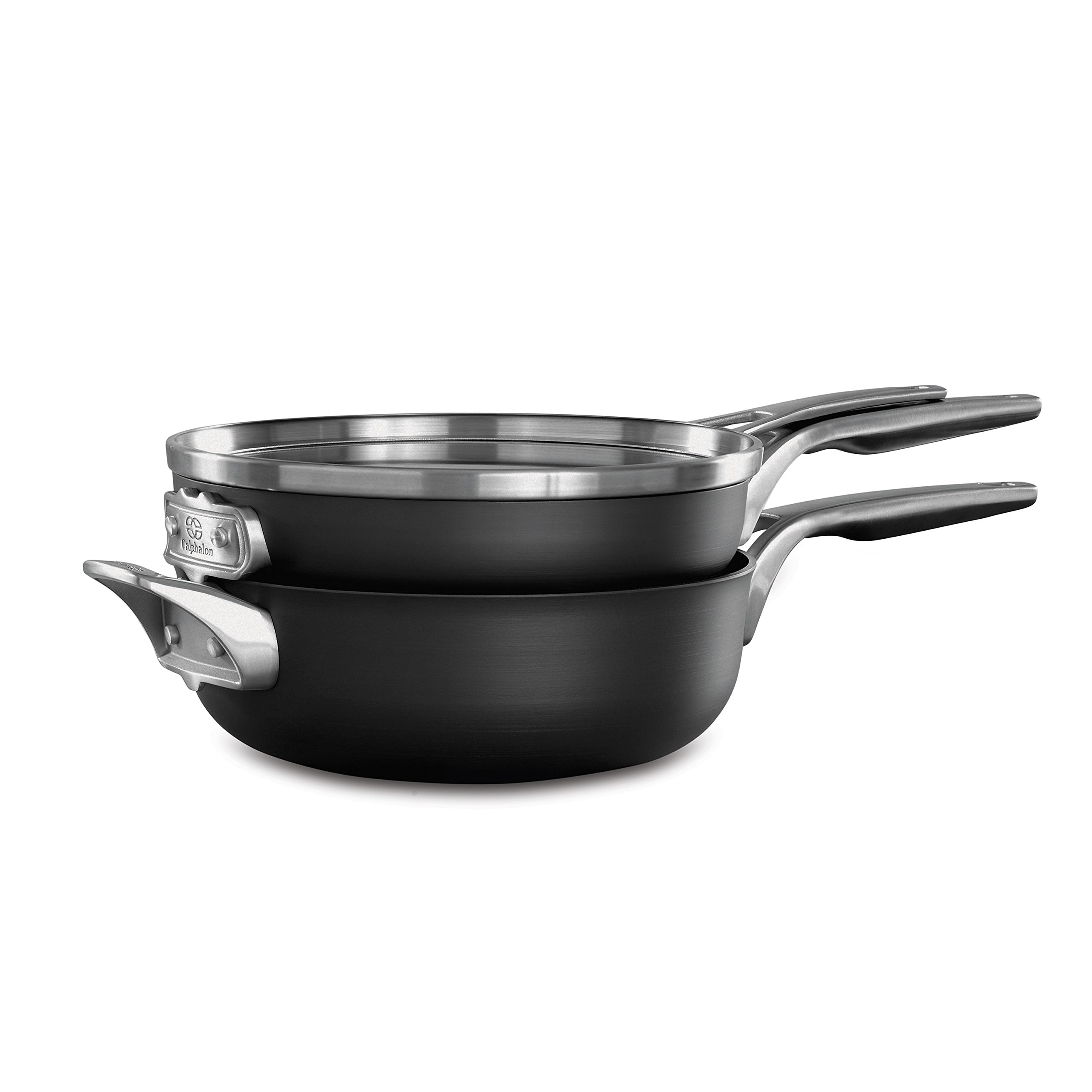 Calphalon Premier Space Saving Hard Anodized Nonstick 3-Piece 10-In. Stack Cookware Set