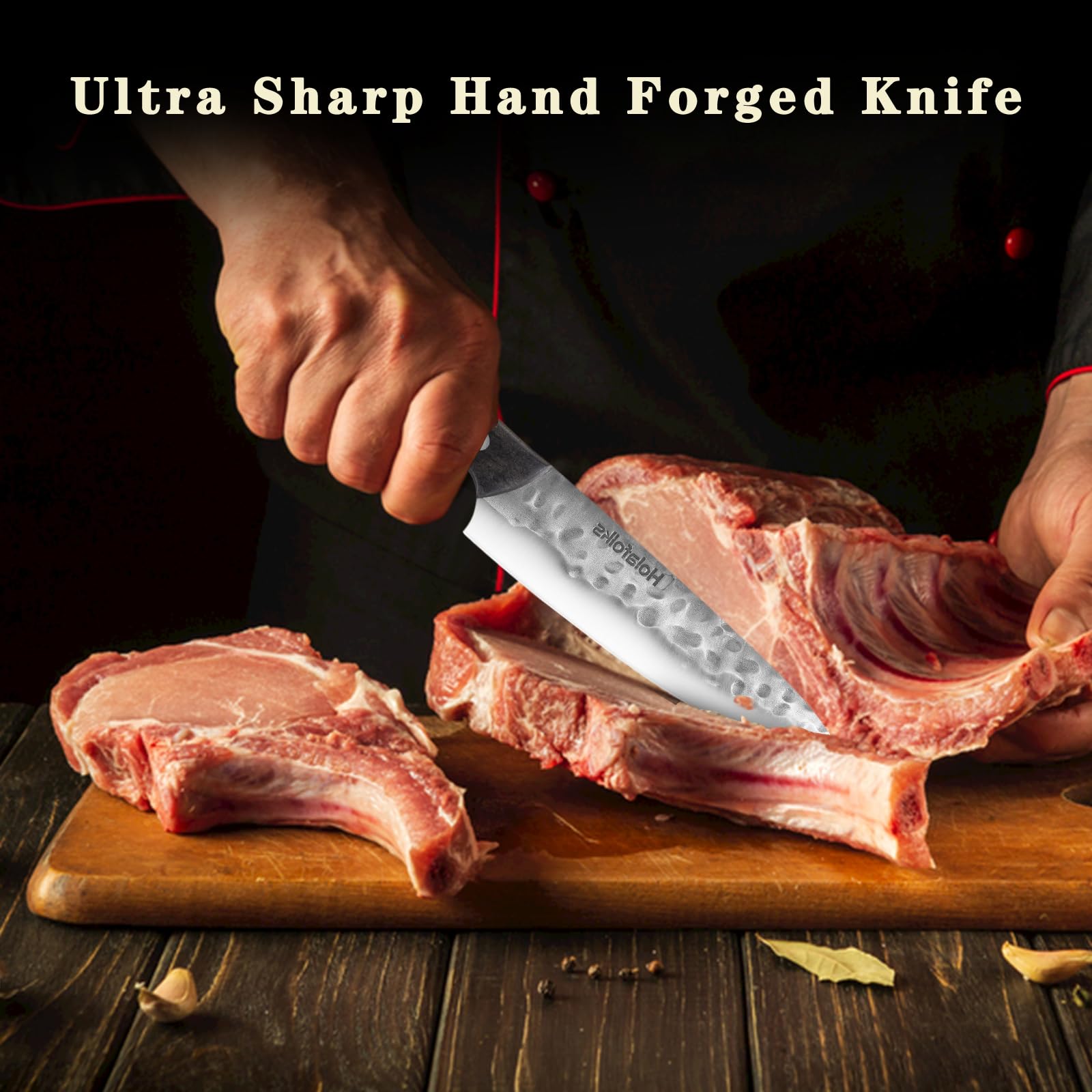 HolaFolks Chef Knife, 8 Inch Professional Kitchen Knife High Carbon Stainless Steel Butcher Knife Ultra-Sharp Boning Knife with Ergonomic Handle Gift Box Home Restaurant