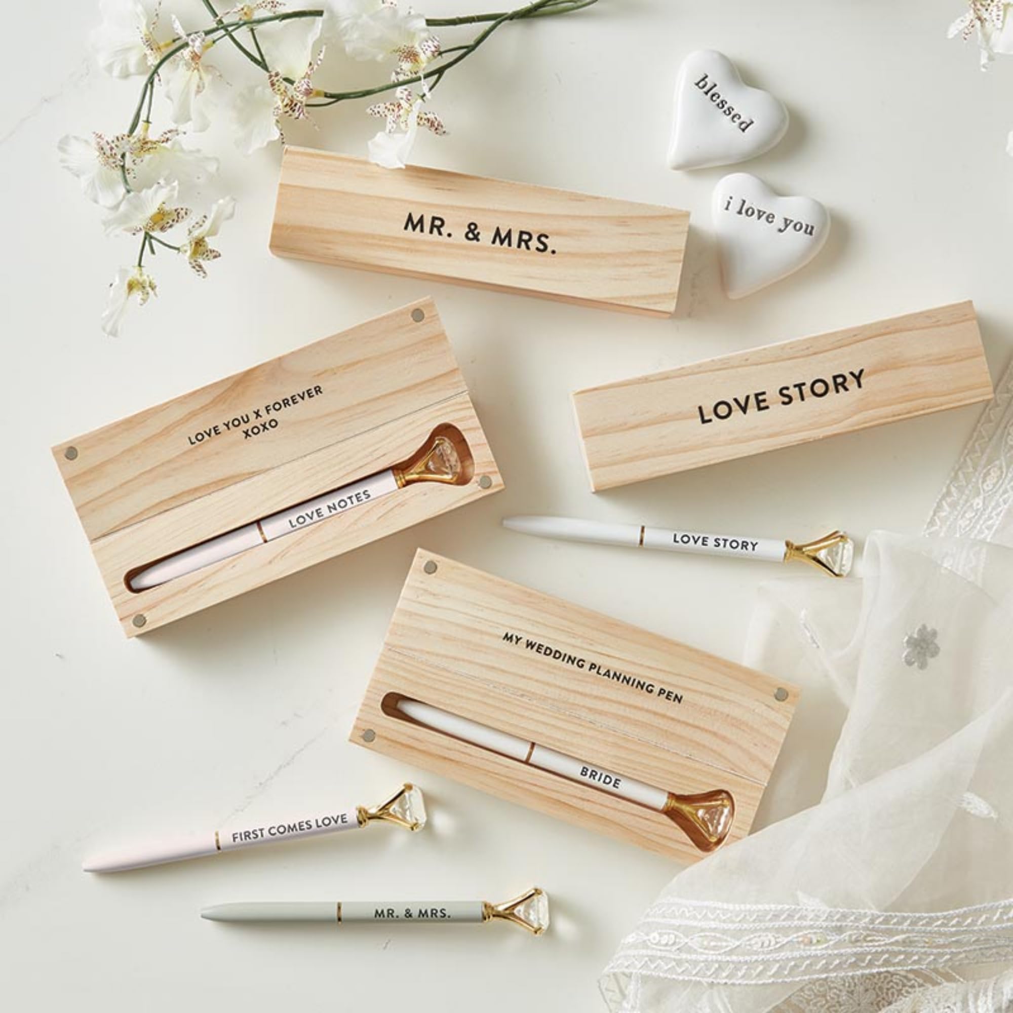 Santa Barbara Design Studio Wedding Gifts Gem Refillable Pen Wood Boxed Gift Set, 1-Piece, Always & Forever