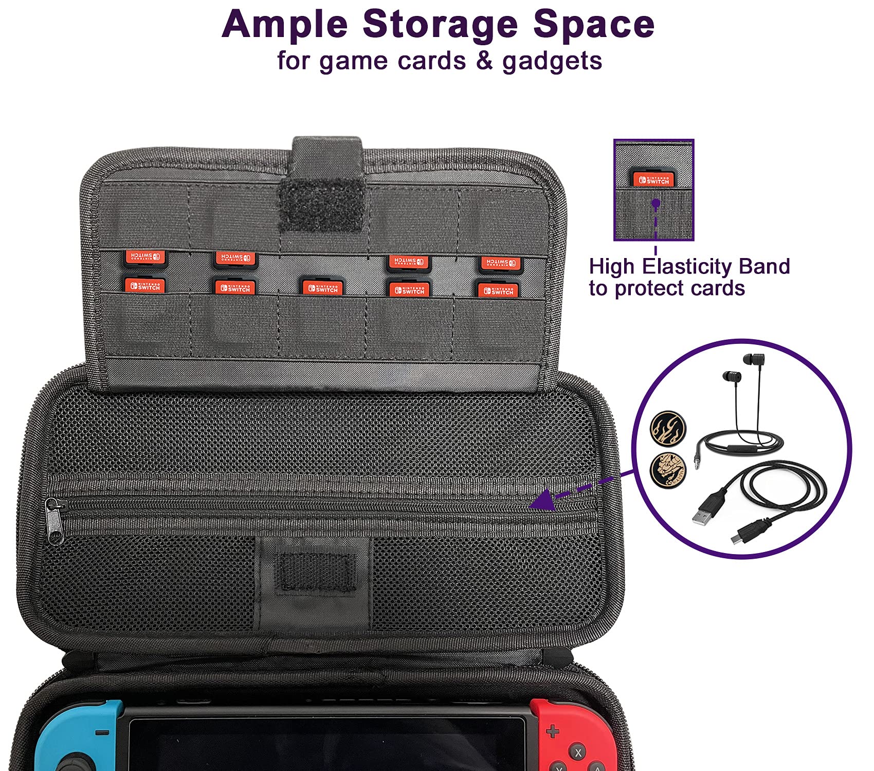 Carrying Case for Nintendo Switch - Monster Hunter Rise MHR Edition, Ultra Slim Hard Shell Compatible with Game Cards & Accessories, Protective Carry Case for Travel with Hand Strap