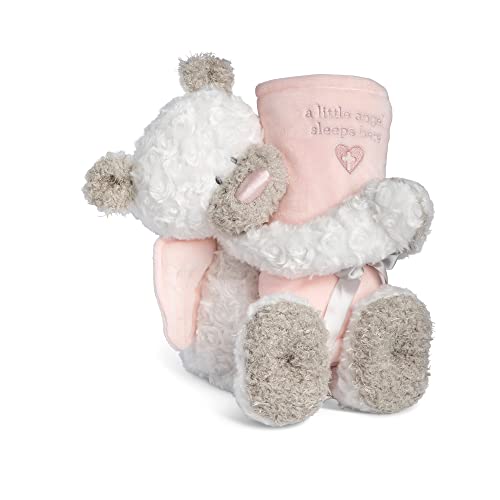 DEMDACO Guardian Angel Pink Polyester Ultra Soft Plush Bear and Receiving Blanket Set of 2