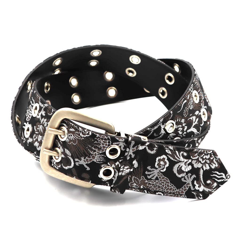 COCOLUCK Men's Japanese & Kimono Gold Brocade Belt (43.3in (110cm), Dragon Silver)