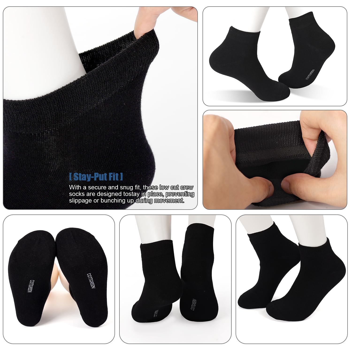 COTTGREEN Low Cut Ankle Socks Men|Men Short Socks Casual|Golf Athletic Socks For Men Size 6-12|8-pack(GREY)