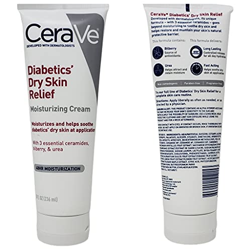 CeraVe Diabetics Dry Skin Relief Bundle - Moisturizing Cream (8 fl oz), Hand and Foot Cream (3 fl oz), and Cleansing Wash (10 fl oz) - Long Lasting Moisturization