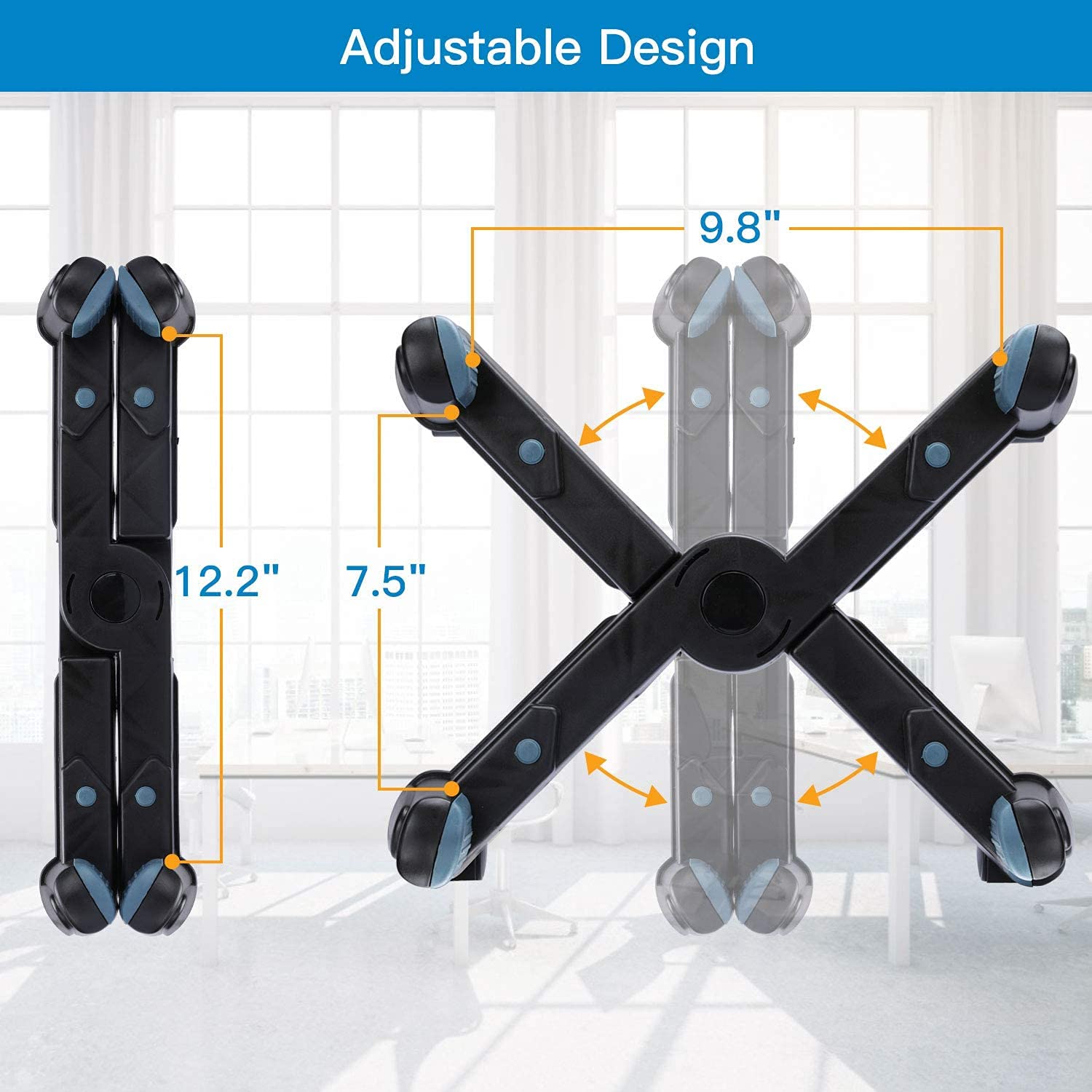 Computer Tower Stand, HUANUO CPU Holder Desktop Stand Desktop ATX-Case Mobile Cart Holder Adjustable Width with 4 Caster Wheels, Fits Most Computer Cases Under Desk, Black