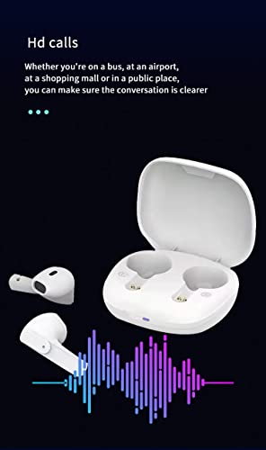 True Wireless Stereo Earbuds Bluetooth 5.0 in Ear Light-Weight Headphones Built-in Microphone, Super bass Long Distance Connection Headset with Charging Case (White)