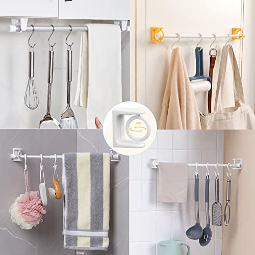 Resdenio Adhesive Shower Curtain Rod Holder, 2 Pack Curtain Rod Bracket No Drilling, Rotatable Shower Rod Tension Retainer for Bathroom Bedroom (Shower Curtain Rod Not Included)