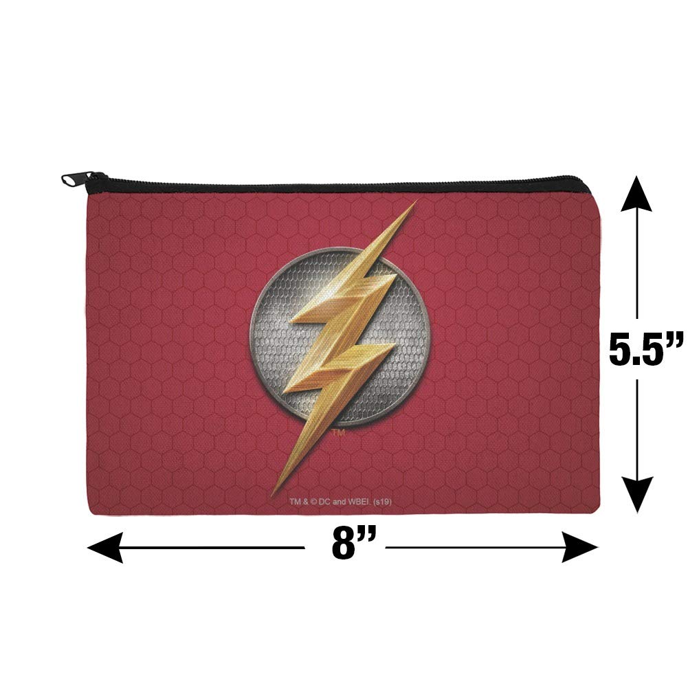Justice League Movie Flash Logo Pencil Pen Organizer Zipper Pouch Case