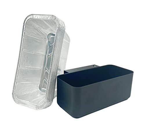 Meatender Replacement Grease Cup/Drip Catcher Pan for Blackstone Griddles 17'' 22'' 28'' 30'' 36'' and A Dosen of Disposable Aluminum Foil Liners Tray (Short Hook)