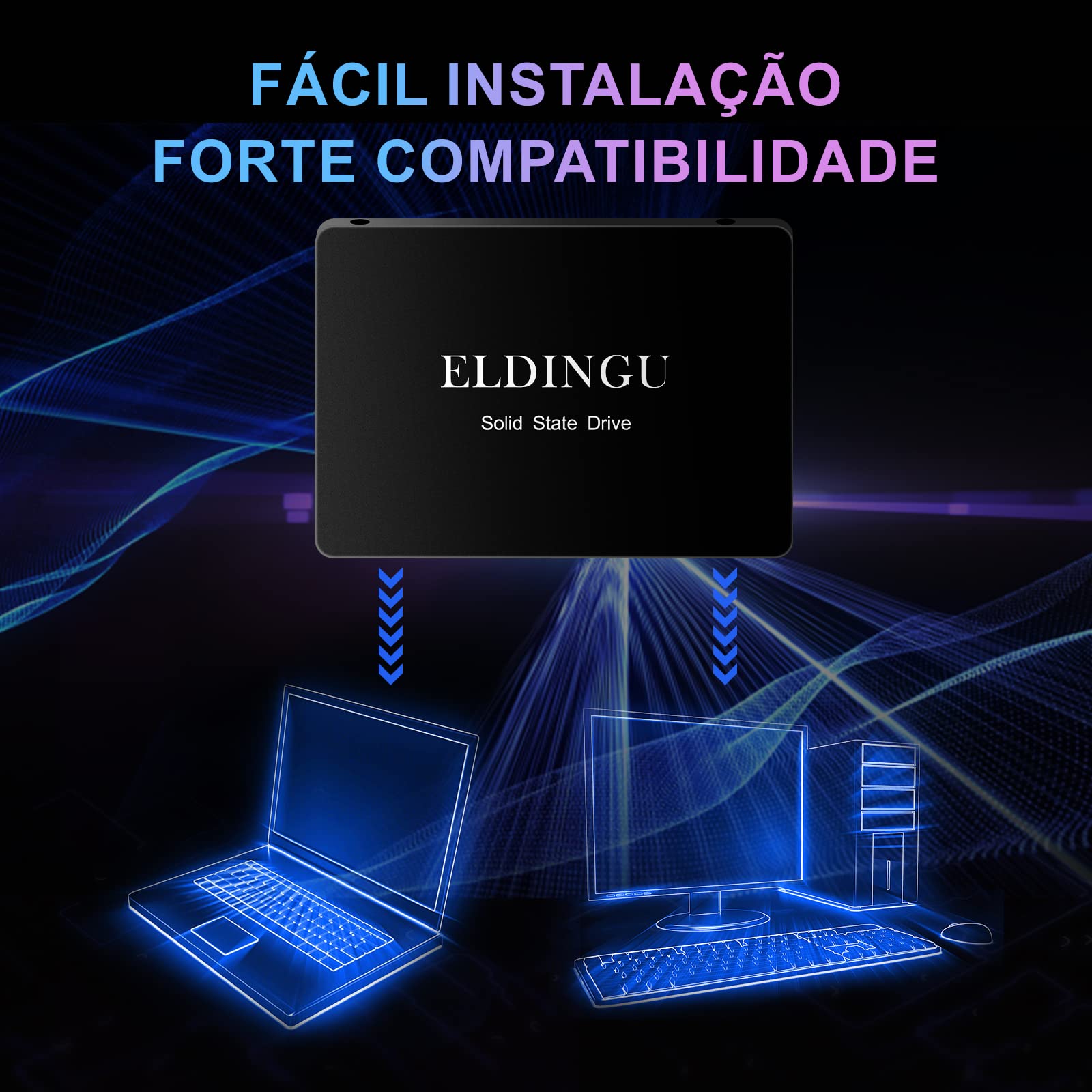 Eldingu SSD 128GB with Sata Cable 2.5″7mm Internal Solid State Hard Drive SATA III 6Gb/s Up to 500Mb/s H660 3D NAND for Laptop and Pc (128gb Black)