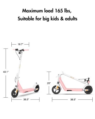 OKAI ES50B Electric Scooter - 12.4 Miles Range & 15.5 MPH - Lightweight and Foldable E Kick Scooter for Kids, Teens & Adults(Pink)