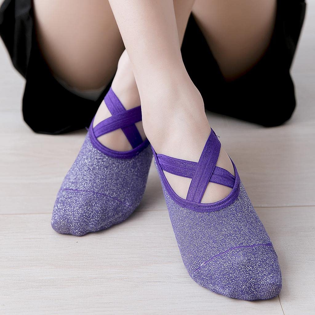 Colcolo Socks Yoga Dance Shoes Non Sports Massage Socks, Purple, one size