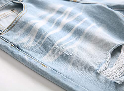 Liuhond Men's Ripped Distressed Destroyed Straight Fit Washed Denim Jeans Pants(3330Blue, 34)