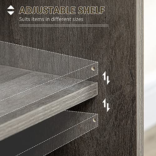 HOMCOM Sideboard with Glass Sliding Doors, Buffet Cabinet, Coffee Bar Cabinet with Adjustable Shelf, Dark Grey