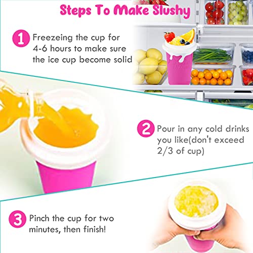 Nenkarn Slushy Maker Cup, Upgrade 17oz/500ml Slushie Cup, Quick Frozen Magic Cup, Double Layers Slushie Maker Cup, Cool Stuff Birthday Gifts for Kids (Rose)
