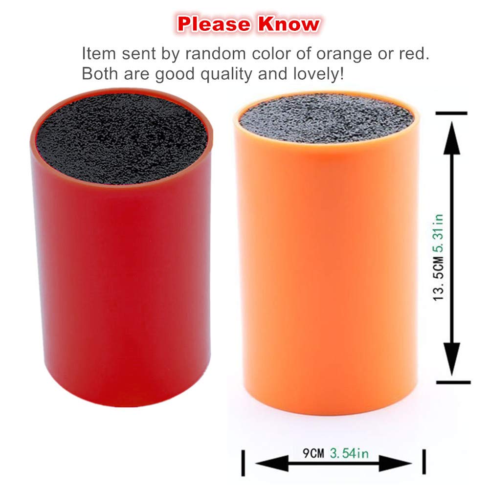 KeepingcooX Small Knife Block Universal Knife Holder without Knives - Convenient Storage for Various Knives and Kitchen Tools with Washable Removable Bristles, Height 13.5 cm/5.3 In (Cylinder)