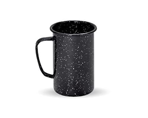 Cinsa 6 Piece Mug Set, 20 oz (Speckled Black), Enamelware mugs for Indoor & Outdoor. Coffee Mugs, Camping, Picnic, Fishing, Farmhouse Kitchen. Durable and Reusable. Suitable for Oven, direct on Fire.
